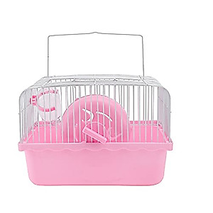 Hamster Cage Travel Carry Rat Cage Small Pets Supplies Hamster Toy Accessories (Pink)- Chinchilla Cage