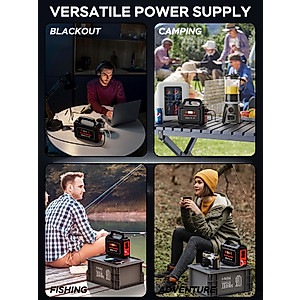 MARBERO Portable Power Station 300W Camping Solar Generators Lithium Battery 296Wh Power Supply with 110V AC Outlet, 2 DC Ports, 4 USB Ports, LED Flashlights for CPAP Home Camping Backup