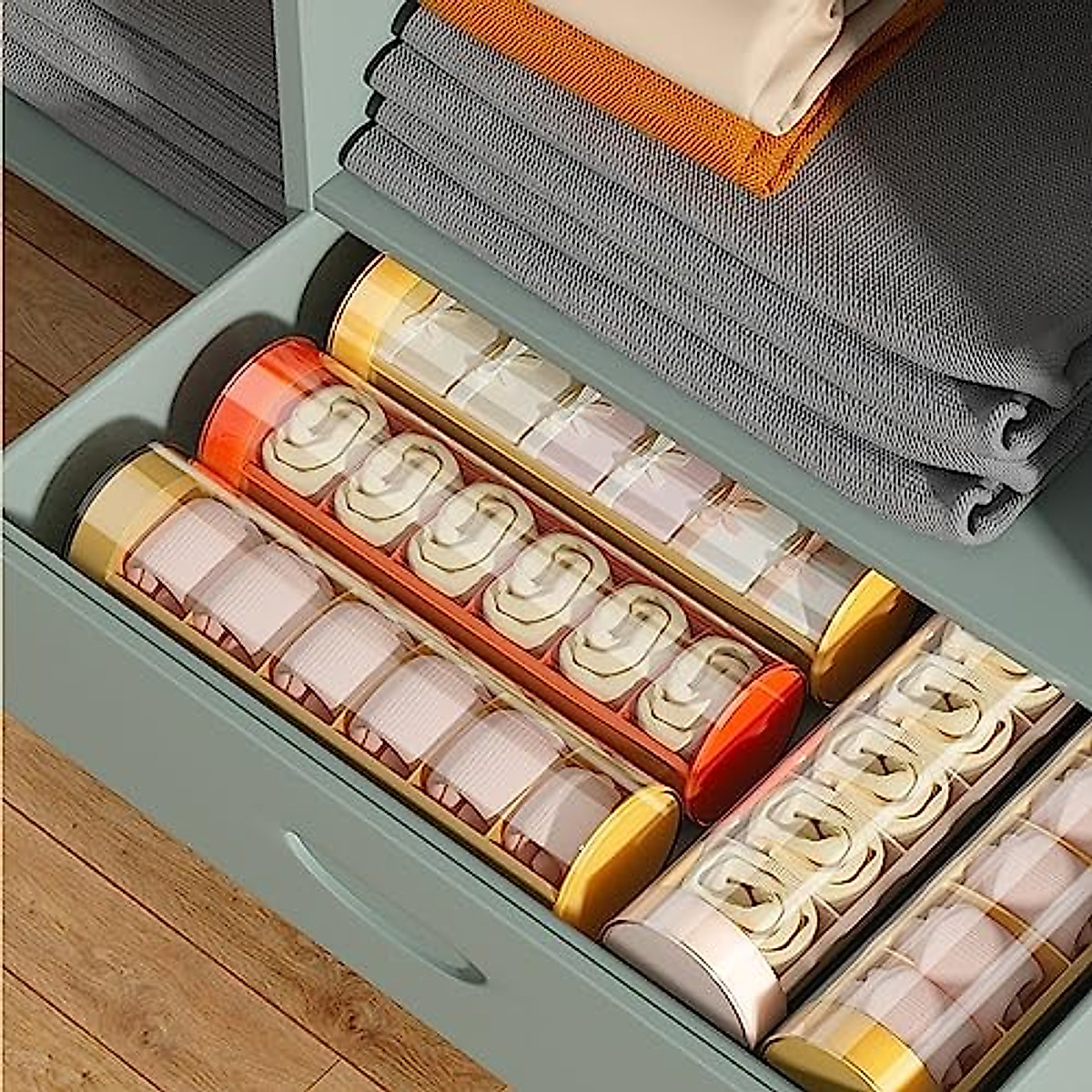 PRTECY Sock Underwear Drawer Organizer Dividers, Multifunctional Cabinet Closet Storage Boxes Wall Mounted Storage Box for Socks, Ties, Data Cable, Spices Organization(White)
