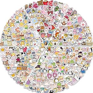 300 PCS Cute Stickers Vsco Stickers for Water Bottles Waterproof Cute Stickers for Kids Teens Girls Aesthetic Vinyl Stickers for Water Bottles Flask Phone Laptop Skateborad Stickers, Sticker Pack