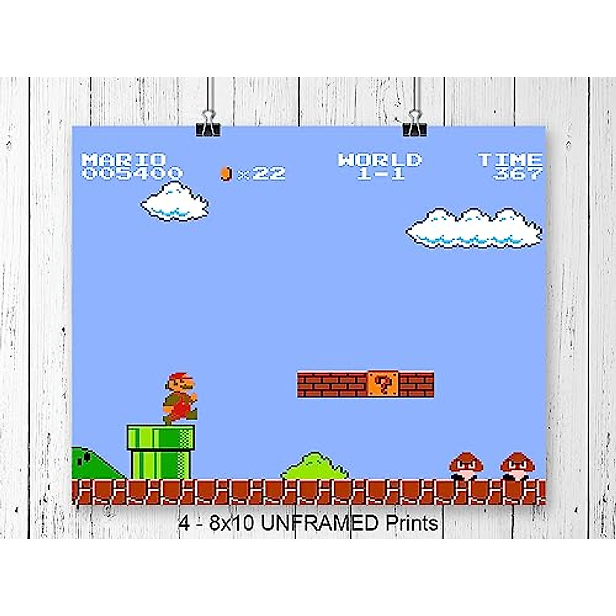 Super Mario Bros, Tetris, Centipede, Galaga - Iconic Arcade Video Games Wall Art Decor Set - 8x10 Prints for Man Cave, Den, Family Room, Bar, Bedroom - Gift for Men, Teens, Boys, Gamers, Gaming Fans