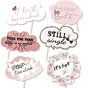 Zayvor Bachelorette Photo Booth Props with Stick and Strike a Pose Sign, Rose Gold Future Mrs Party Decorations, Bride to Be, Bridal Shower Girls Night Out Selfie Props Games Accessories,43 Count