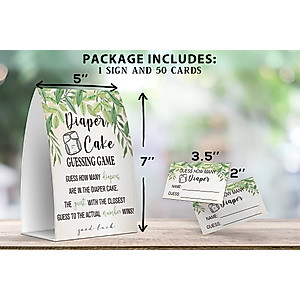 Diaper Cake Sign, Guess How Many Diapers, Baby Shower Games, Baby Shower Decorations, Gender Neutral Baby Shower - One Sign and 50 Cards(RCoated20)