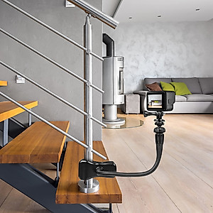 Flexible Jaws Clamp Mount for GoPro Webcam Stand Holder Desk Table Clip with 1/4” Screw Thread 360° Ball Head Compatible with Logitech Webcam/DJI Action Cameras