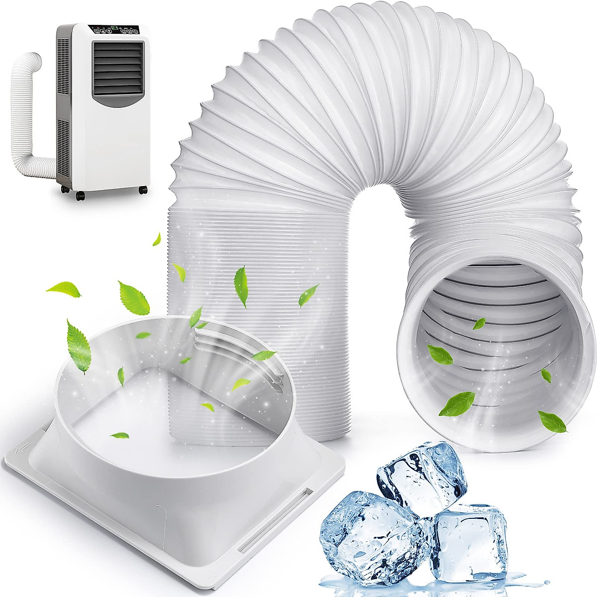 Outus 5.9'' Diameter 80'' Long Portable Air Conditioner Hose with Square Hose Portable Air Conditioner Exhaust Hose Tube Adapter Portable Air Conditioner Ducting for Air Conditioning Parts