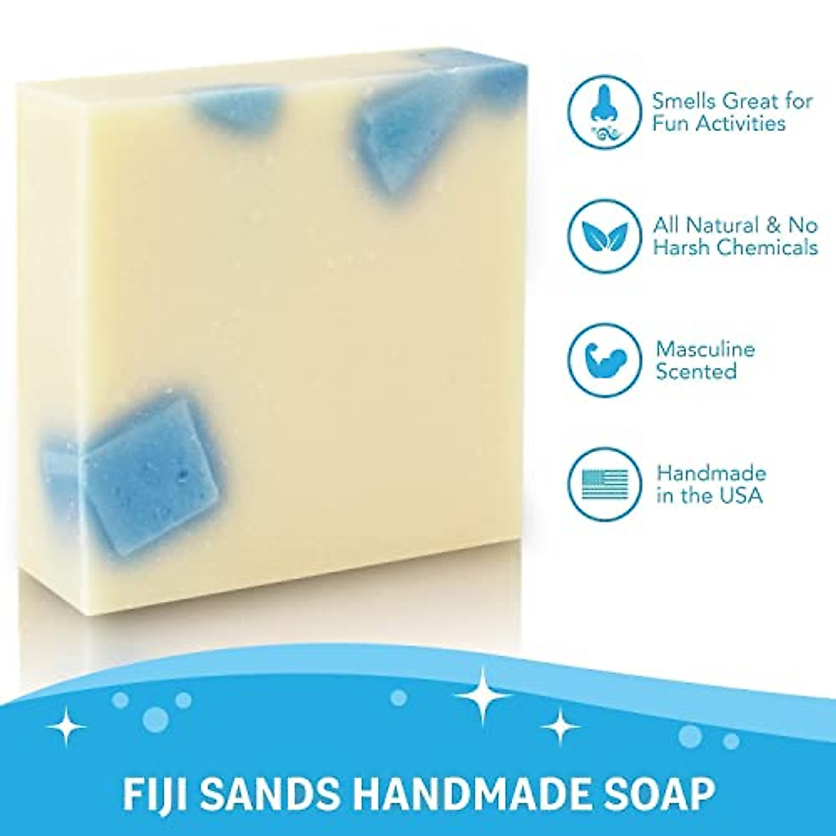 Nut Scrub Men's Deodorant Bar Soap - All Natural Soap Bar for Men, Mens Bar Soap for Face and Body - Handmade Bath Soap for All-Day Freshness, Long-Lasting Masculine Scent - Pack of 1, Fiji Sands