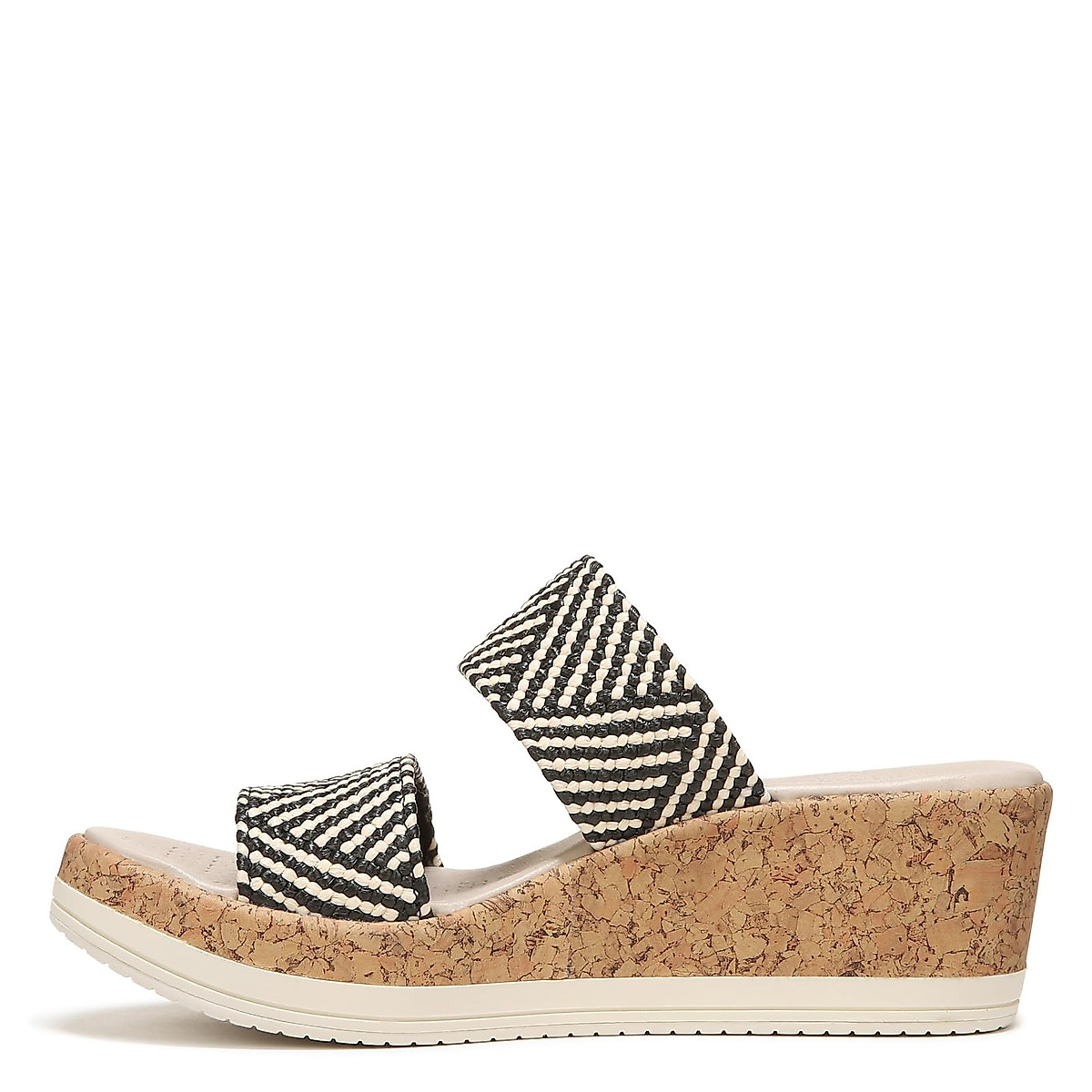 BZees Womens Resort Cork Strappy Wedge Sandal, Black Natural, 7.5 Wide US