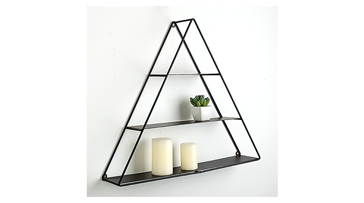Stylish Black Triangular 3-Tier Decorative Display Shelf