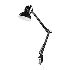 Globe Electric 12641 32" Swing-Arm Clamp-On Lamp, Black Finish, LED Bulb Included, Home Office Accessories, Desk Lamps for Home Office, Home Décor, Desk Lamp, Nightstand, Room Décor, Reading Lamp