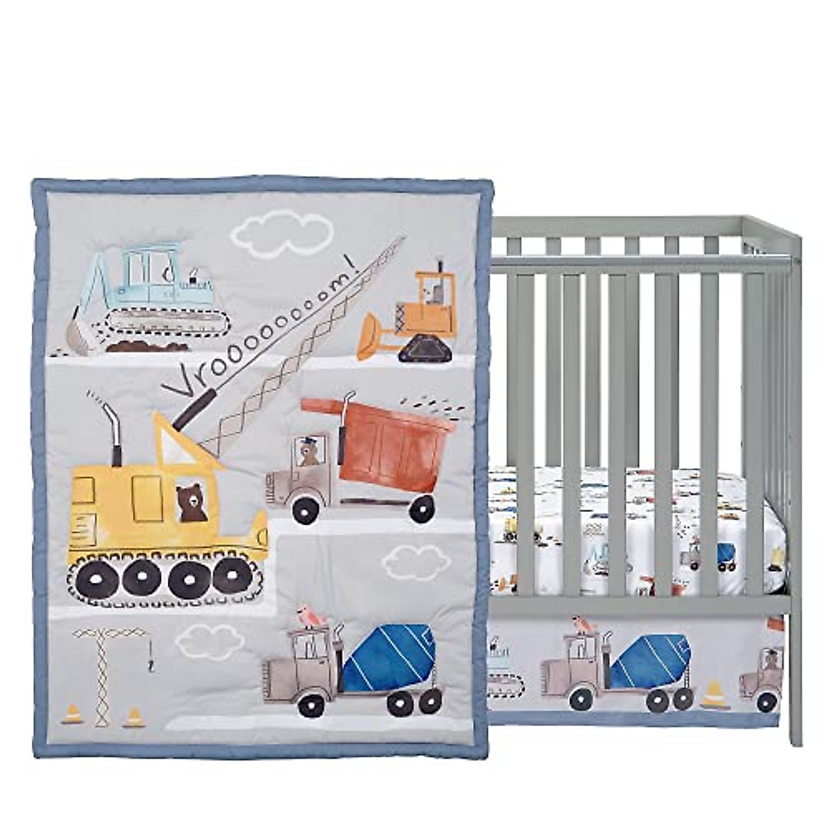 Bedtime Originals Construction Zone 3-Piece Trucks Nursery Baby Crib Bedding Set