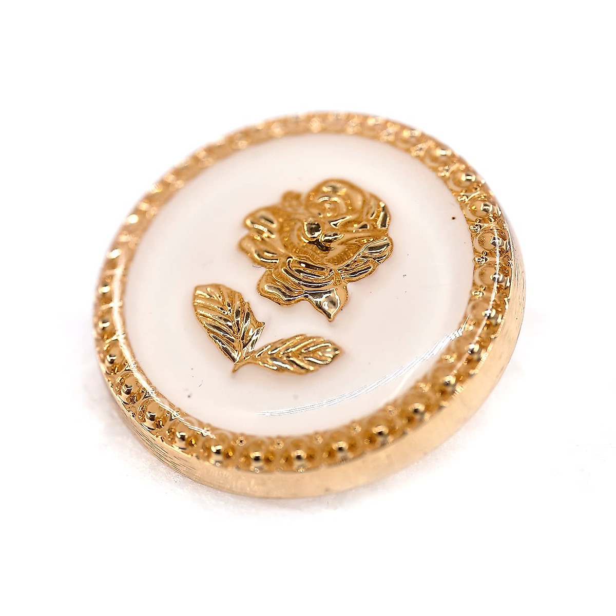 Craftisum 20 pcs Elegant White Enamel Rose Sewing Metal Shank Buttons for Coats -23mm -7/8"