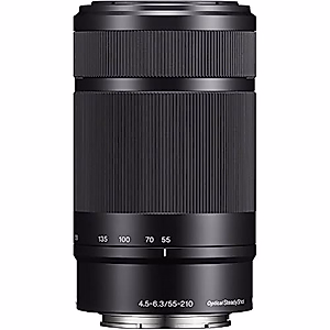 Sony E 55-210mm f/4.5-6.3 OSS Lens (Black) (SEL55210/B) + Filter Kit + Lens Cap Keeper + Cleaning Kit + More (Renewed)