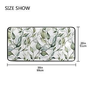 Green Leaves Tropical Plants Kitchen Rugs Floor Mat Anti Fatigue Kitchen Mats Non Skid Washable Bath Rug Runner Doormats Carpet Sink Mat Home Decor 39 X 20 inch