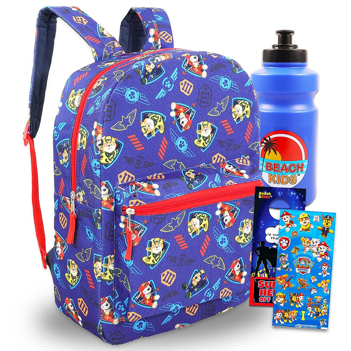 Paw Patrol Backpack for Toddlers, Kids - Paw Patrol School Supplies Bundle with 16” PAw Patrol School Bag Plus Stickers, Water Bottle, Paint Poster, and More (Paw Patrol Travel Bag)