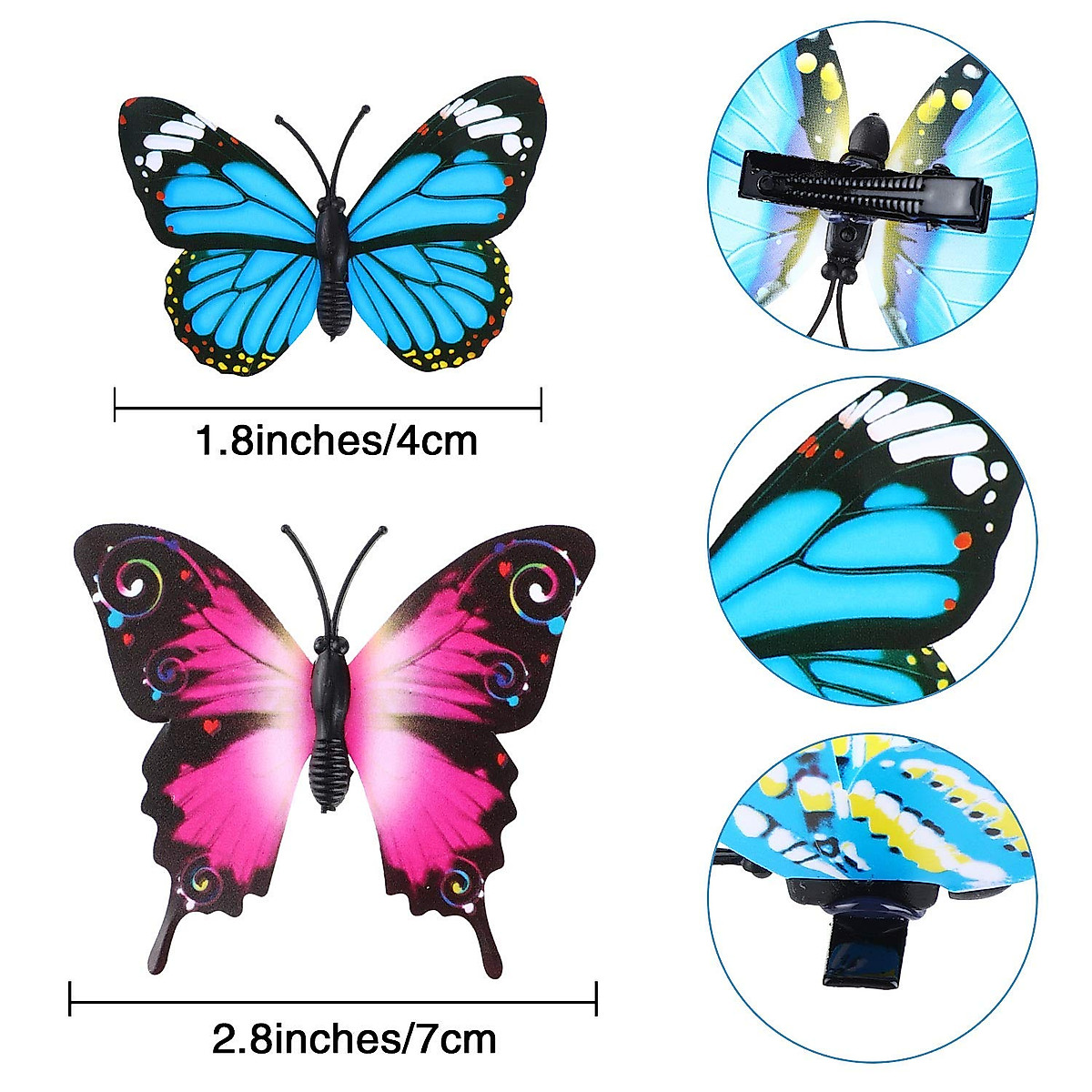 Boao 36 Pieces Butterfly Hair Clips Baby Girl Toddler Halloween Butterfly Clips Colorful Butterfly Barrettes 3D Wedding Hair Clips for Bridal Women Party Favors (Style 3)
