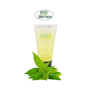 ECO amenities Travel Size Shampoo Bulk - Hotel Mini Shampoo Supplies for Guests - Refreshing Bulk Travel Size Toiletries for AirBnB and Rentals - 0.75 fl oz (22ml) per tube, 288 pack, Green Tea Scent