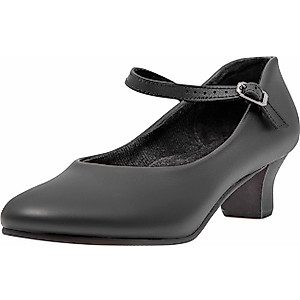 Linodes PU Leather Ankle Strap Character Shoe 1.55'' Dance Shoes for Women-Black-8M-UPD