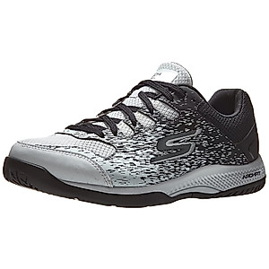 Skechers Men's Viper Court-Athletic Indoor Outdoor Pickleball Shoes with Arch Fit Support Sneaker, White/Black, 10