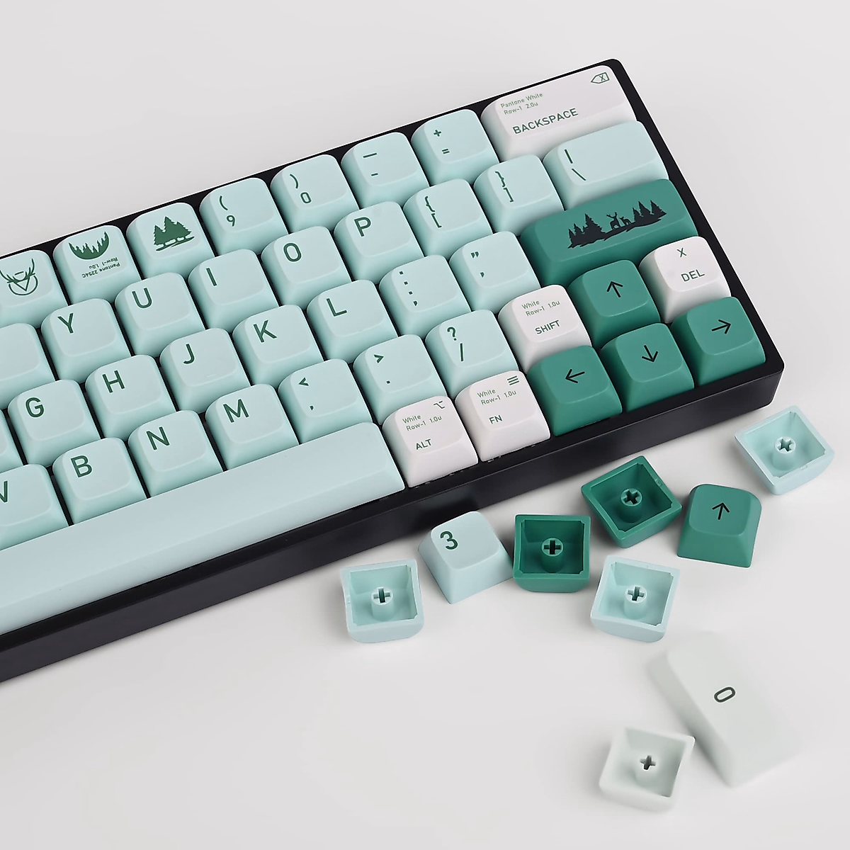 XDA PBT Key Cap, 139keys Dye Sublimation Forest Green Custome Key Cap Set for Cherry/Gatron MX switches 60 Percent/68/61 Gaming Mechanical Keyboard (Forest Green)