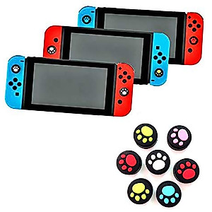 Ambertown 2 x Silicone Analog Controller Thumb Stick Joystick Grips Cap for Nintendo Switch NS/Switch Lite Controller Joy-Con ThumbStick Cute Cat Paw Claw (White)