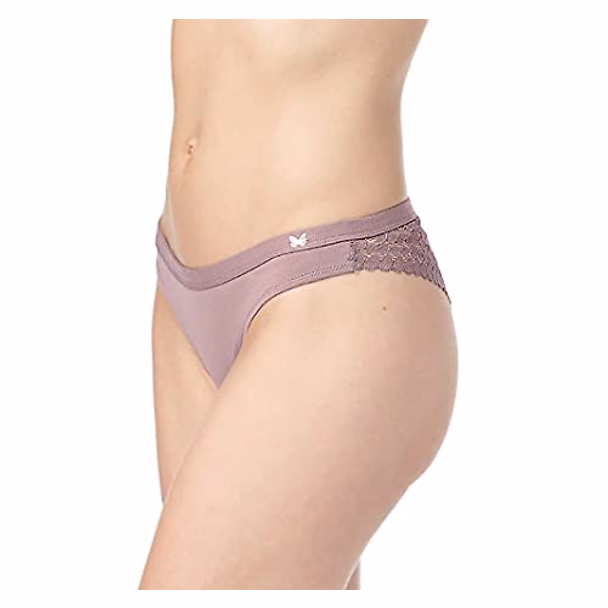 Jessica Simpson Women's Underwear - 3 Pack Microfiber Lace Tanga Panties (S-XL), Size Medium, Black/Grape Shake/Rose Smoke