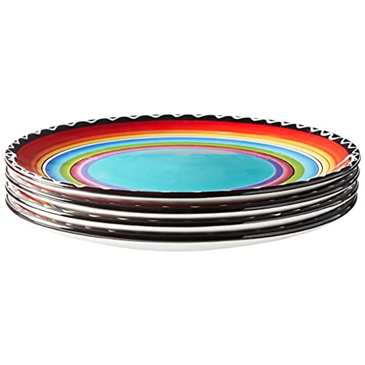 Certified International Tequila Sunrise Salad/Dessert Plate, 9-Inch, Assorted Designs, Set of 4, Multicolored