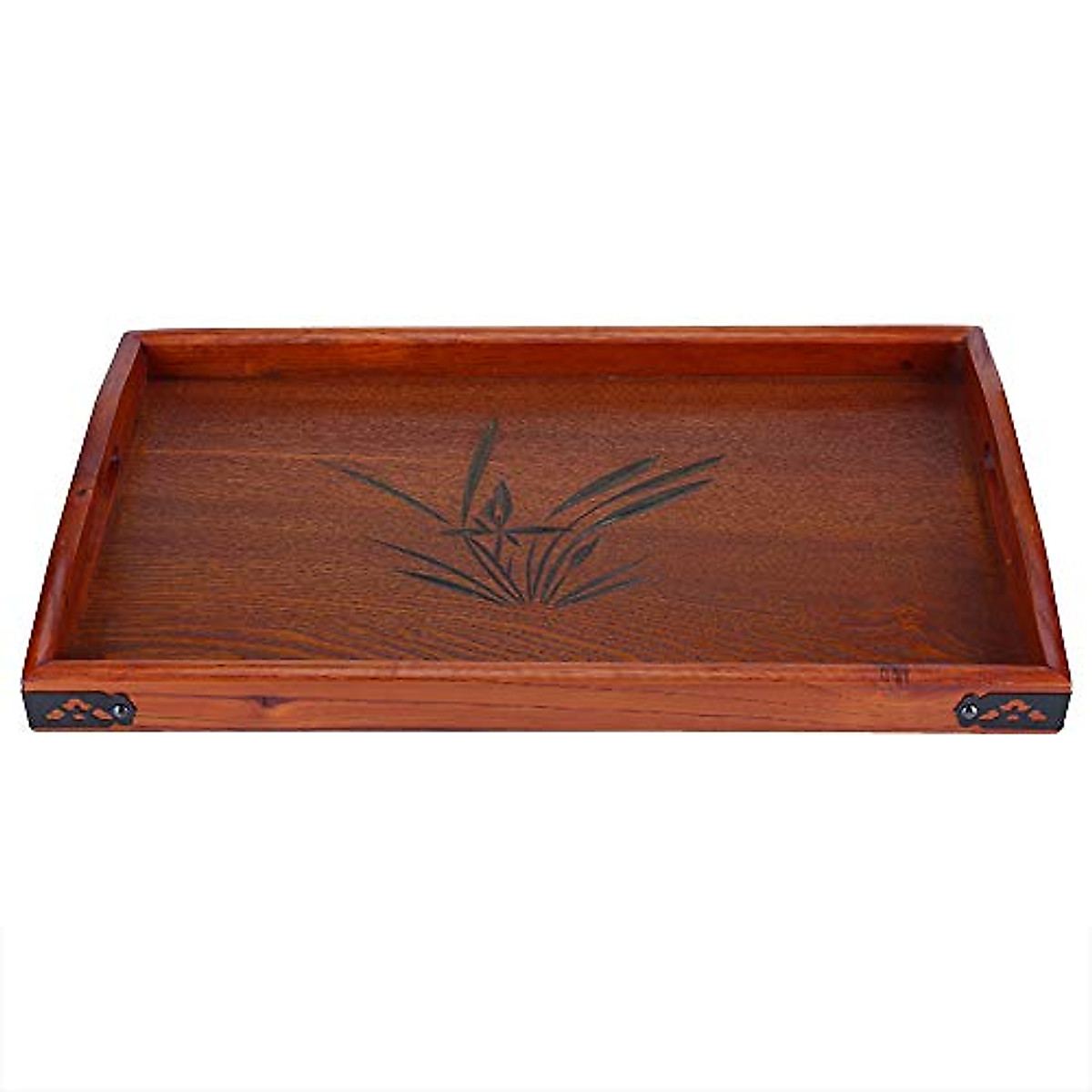 Ikunde Large Wood Serving Tea Water Drinks Tray Wooden Breakfast Tea Serving Tray with Handle