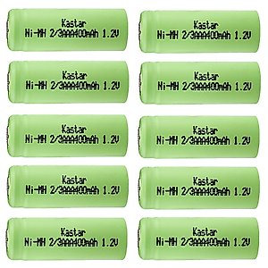 Kastar Rechargeable Ni-MH Battery 2/3AAA 1.2V 400mAh Flat Top Replacement For Solar Light, Solar Flowers, Remote Control, Garden Light [10Pcs]