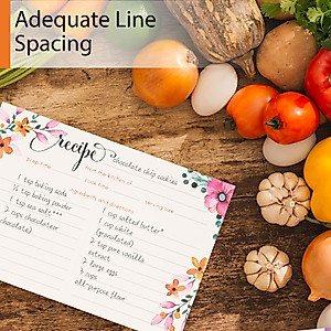 LotFancy Recipe Cards, 4x6 Inch, 60 Count, Double Sided, Blank Recipe Cardstock, Floral Recipe Index Cards