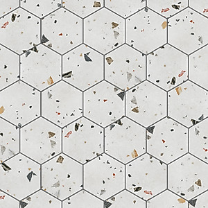 Merola Tile Sonar Hex White 8-5/8" x 9-7/8" Porcelain Floor and Wall Tile