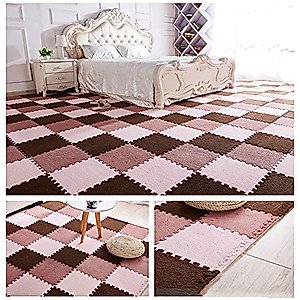 ALGFree Soft Foam Play Mats, Suede Interlocking Tiles Non-Slip Splice Protective Flooring Mats Childrens Room Crawling Mat， 30x30x1cm，Free Splicing (Color : E, Size : 20pcs)
