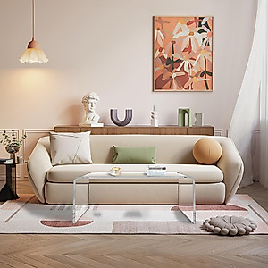 TPZLRN Acrylic Coffee Table, 32" L x 16" W x 16" H Clear Rectangle Coffee Table, Modern Waterfall Acrylic End Table Furniture for Living Room, Bedroom and Office, 0.6” Thick