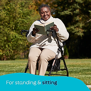 Medline Steel Rollator Walker for Adult Mobility Impairment, Black, 300 lb. Weight Capacity, 6” Wheels, Foldable, Adjustable Handles, Rolling Walker for Seniors