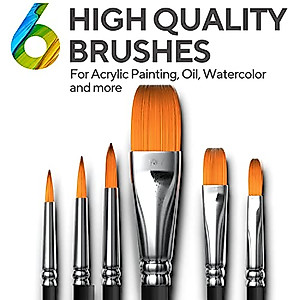 Acrylic Paint Set for Kids, Artists and Adults - 12 Vibrant Colors, 6 Brushes and 3 Paint Canvases - Perfect for Beginners or Professionals
