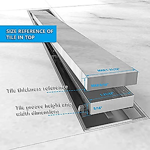 ZEKOO Linear Shower Drain 24 Inch, 2 in 1 Brushed Nickel Shower Drain, 304 Stainless Steel Linear Drain with Tile Insert Grate, Rectangle Shower Floor Drain