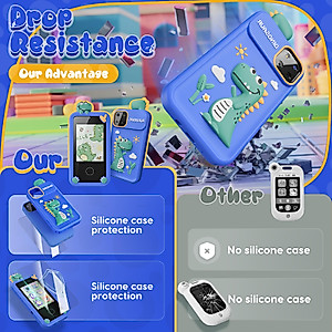 Luyiilo Kids Smart Phone Toys for Boys,Dinosaurs Gift Toys for Boys Ages 3-9 Christmas Birthday Gifts Mini Smart Phone Toys With 2.8" Touchscreen 16 Learning Games Dual Camera Music Player, 8G SD Card