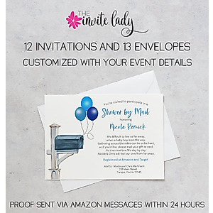 Baby Shower by Mail Invitations for Boy Customizable Mailbox Invites with Envelopes (12 Count)