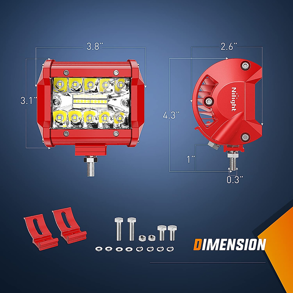 Nilight LED Light Bar 2PCS 60W 4Inch Triple Row Spot Flood Combo Lights w/Wiring Kit for Fog Light Driving Light Work Light on Off-Road Truck SUV ATV UTV, 2 Years Warranty