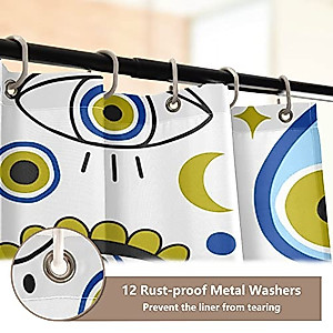 4PCS Abstract Eyes Pattern Shower Curtain Set with Non-Slip Rugs, Toilet Lid Cover and Bath U-Shaped Mat, Bathroom Decor Set Accessories Waterproof Shower Curtain Sets with 12 Hooks