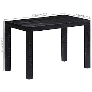 YPWRENH Entrance Table Decorative Table Dining Table Black 46.5 "x23.6 x29.9 Solid Mango Wood for Dining Room, Kitchen or Living Room