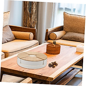 Tofficu 1 Set Office Fruit Plate Round Decorative Tray Chip Box Plastic Serving Tray Serving Plate Wrought Iron Plastic Spraying White Snack Plate Fruit Serving Tray Dried Fruit Box Food