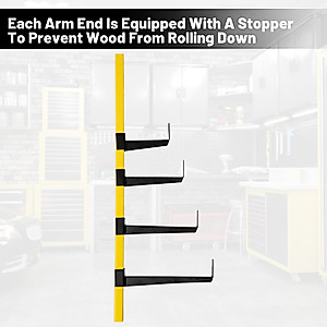 biosp 4-Tier Wall Mount Lumber Storage Rack, Heavy Duty Wood Organizer Support Rack, Metal Cantilever Lumber Storage Shelf For Garage, Basement, Pantry, Workshop, 36.02''L x 13.19''D x 2.48''W, 4 Pack
