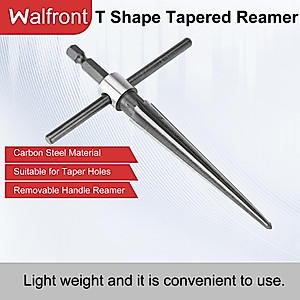Handheld T Shape Tapered Hex Reamer Bridge Pin Hole Carbon Steel Handle Drilling Tool for Taper Holes on Top of Planks, Chamfering, Screw Sinking Holes