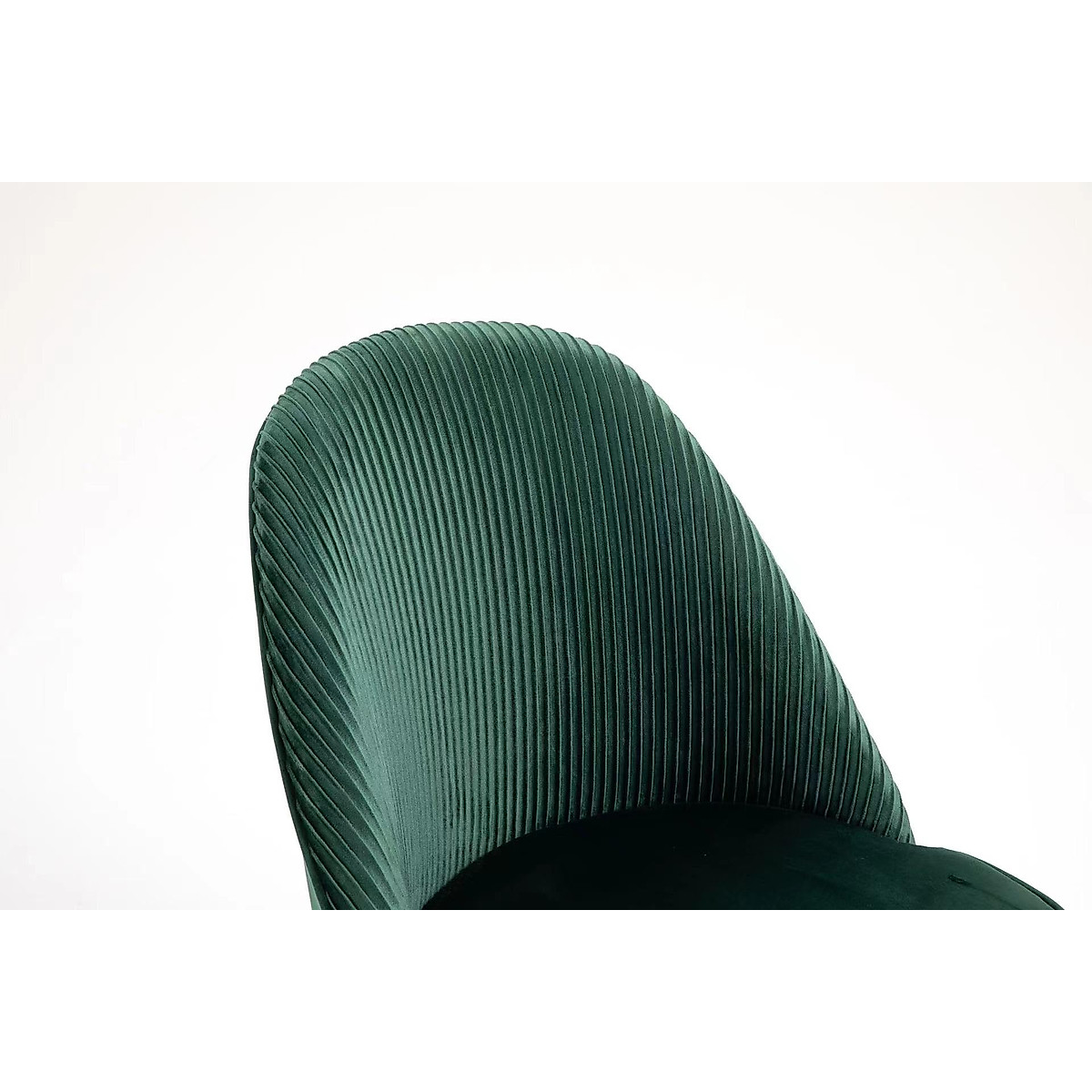 ZOBIDO Comfy Home Office Task Chair with Wheels, Cute Modern Upholstered Velvet Seashell Back Adjustable Swivel Vanity Desk Chair, for Women, for Kids, for Girls, Living Room, Bedroom（Green）