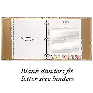 Jot & Mark Recipe Binder Tab Dividers with Blank Labels | 6 Customizable Organizer Dividers for 8.5" x 11" 3-Ring Binders (Black & White)