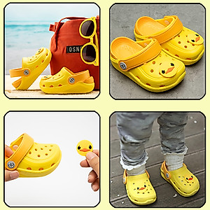 dripdrop Girls Comfort Clogs Kids Slip On Garden Shoes Boys Lightweight Beach Pool Slide Sandals Shower Slipper, Yellow Duck, 8.5 Toddler