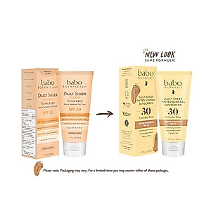 Babo Botanicals Daily Sheer Mineral Tinted Sunscreen SPF30 - Natural Zinc Oxide & Titanium Dioxide - Tinted - Healthy Glow - Fragrance-Free -Rosehip Oil & Hyaluronic Acid - For Face - For all ages