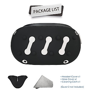 Protective VR Shell for Quest 2 Oculus Accessories Silicone Front Face Protector Cover VR Headset Protective Skin Hood with Thick Bulges Anti Scratch Preventing Collisions Dust Proof (Black)