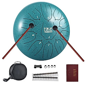 FOUR UNCLES Steel Tongue Drum 10 Inch 11 Notes Hand Pan Drums with Travel Bag Sticks Music Book Mallets, D Major Musical Instruments for Entertainment Meditation Yoga Zen Gifts (Malachite)