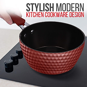 NutriChef Saucepan Pot with Lid - Non-Stick High-Qualified Kitchen Cookware, 1.7 Quart (Works with Model: NCCW11RDD)